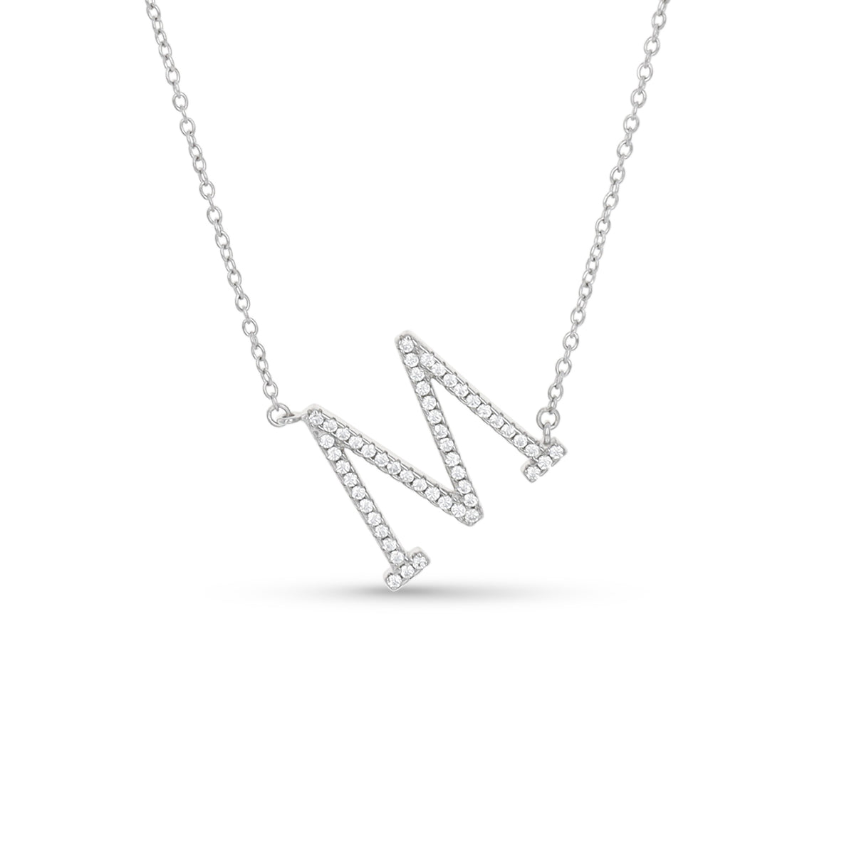 Letter M Cubic Zirconia Personalized Initial Necklace – Alexandra Marks ...