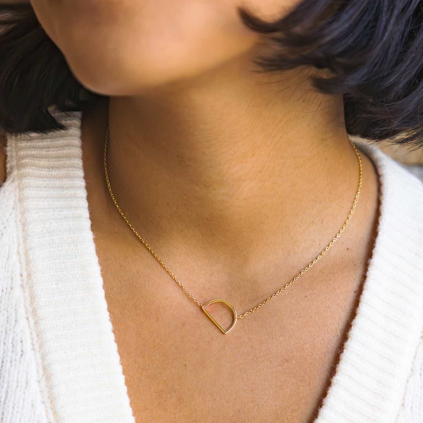 Classic Sideways Letter D Initial Necklaces | Alexandra Marks Jewelry