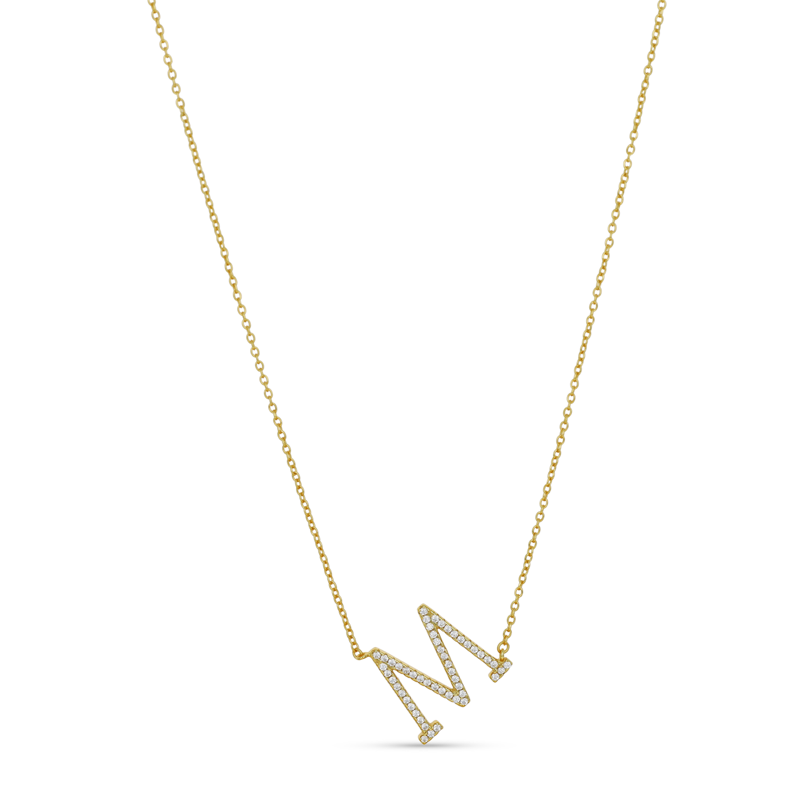 Letter M Cubic Zirconia Personalized Initial Necklace – Alexandra Marks ...