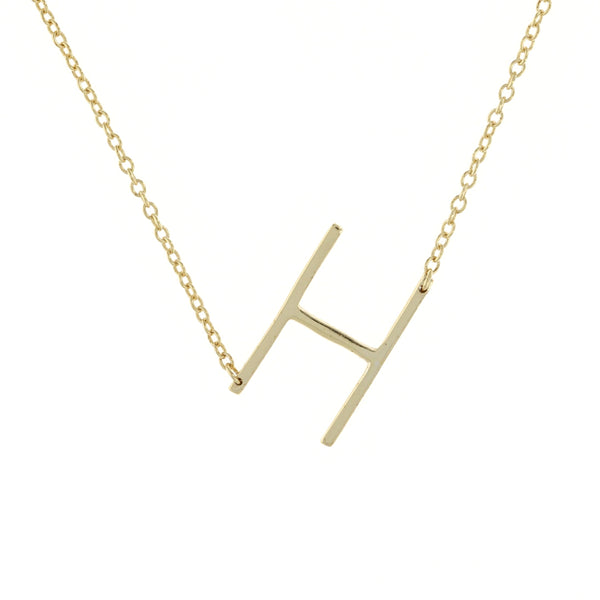 Sideways Initial Necklace - Letter H in Silver & Gold | Alexandra Marks ...