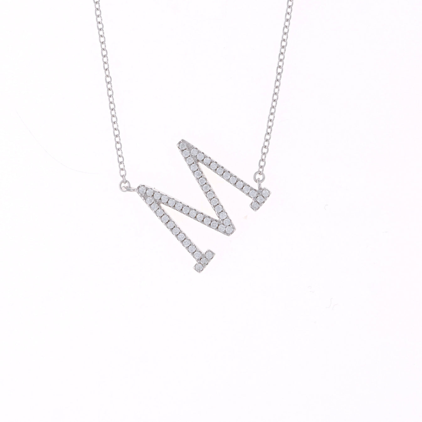 Letter M Cubic Zirconia Personalized Initial Necklace – Alexandra Marks ...