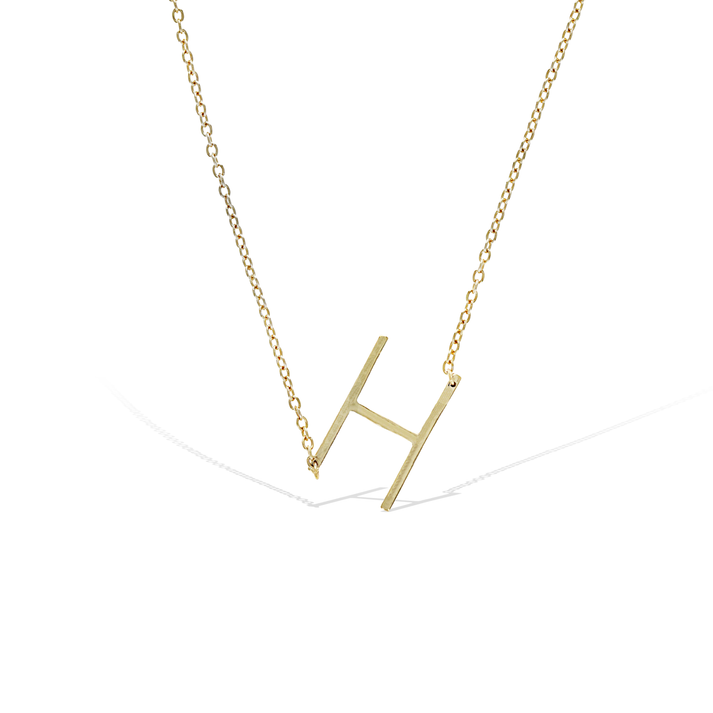 Sideways Initial Necklace - Letter H in Silver & Gold | Alexandra Marks ...