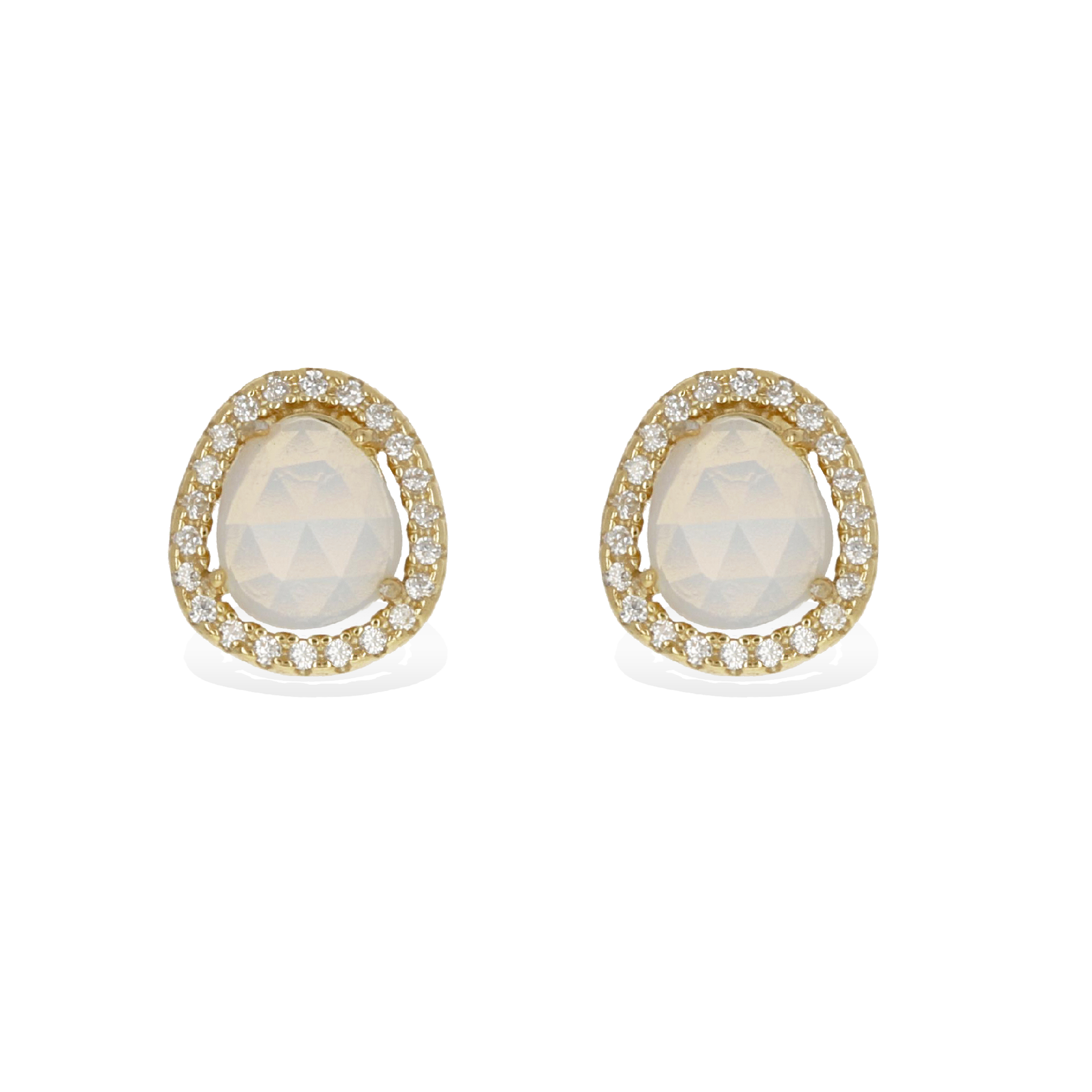 white opal stud earrings
