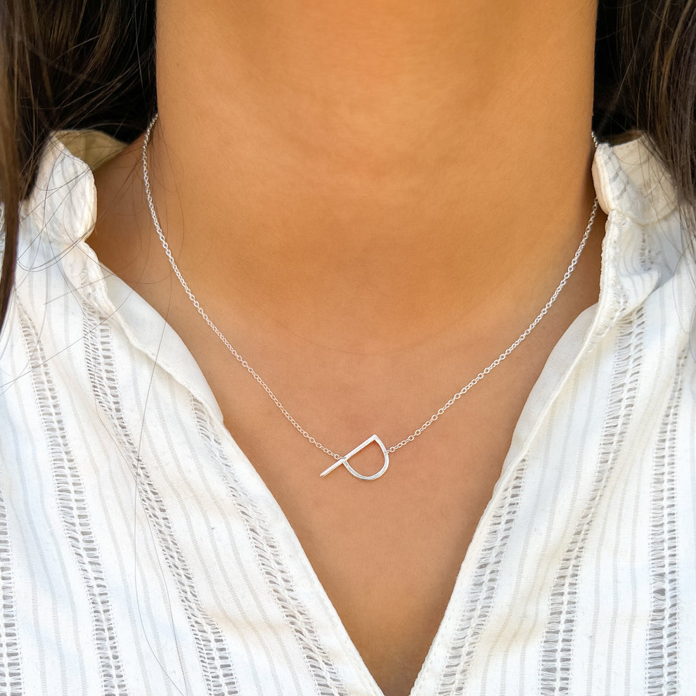 Modern Sidesways Letter P initial Necklace - Alexandra Marks ...