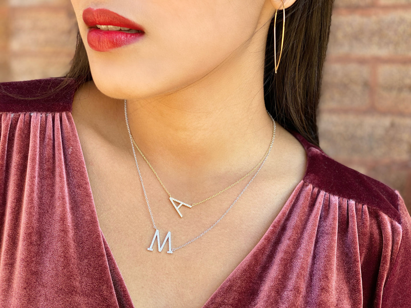 Letter M Cubic Zirconia Personalized Initial Necklace – Alexandra Marks ...